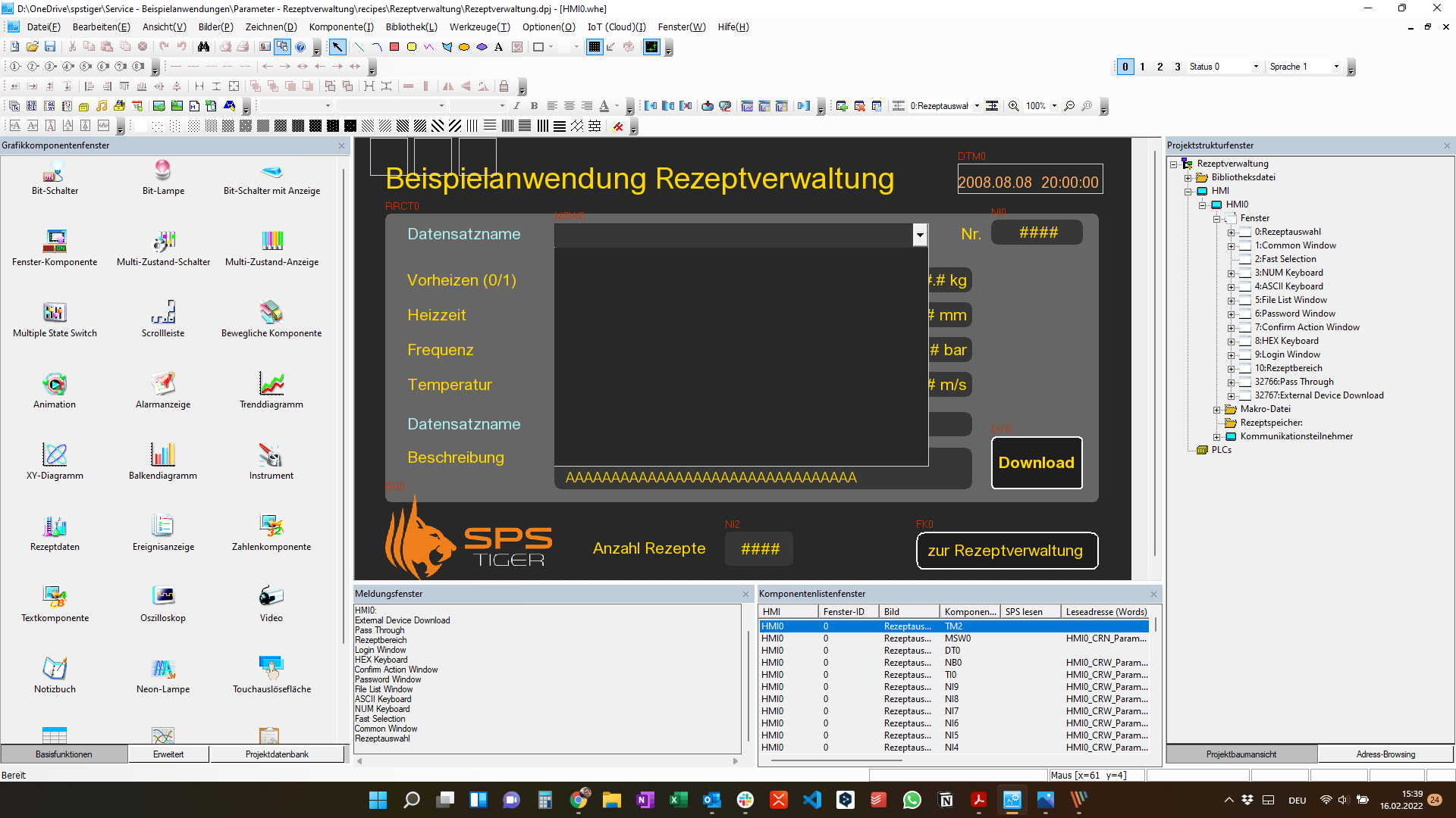 Example program for a simple recipe selection and recipe management for ...