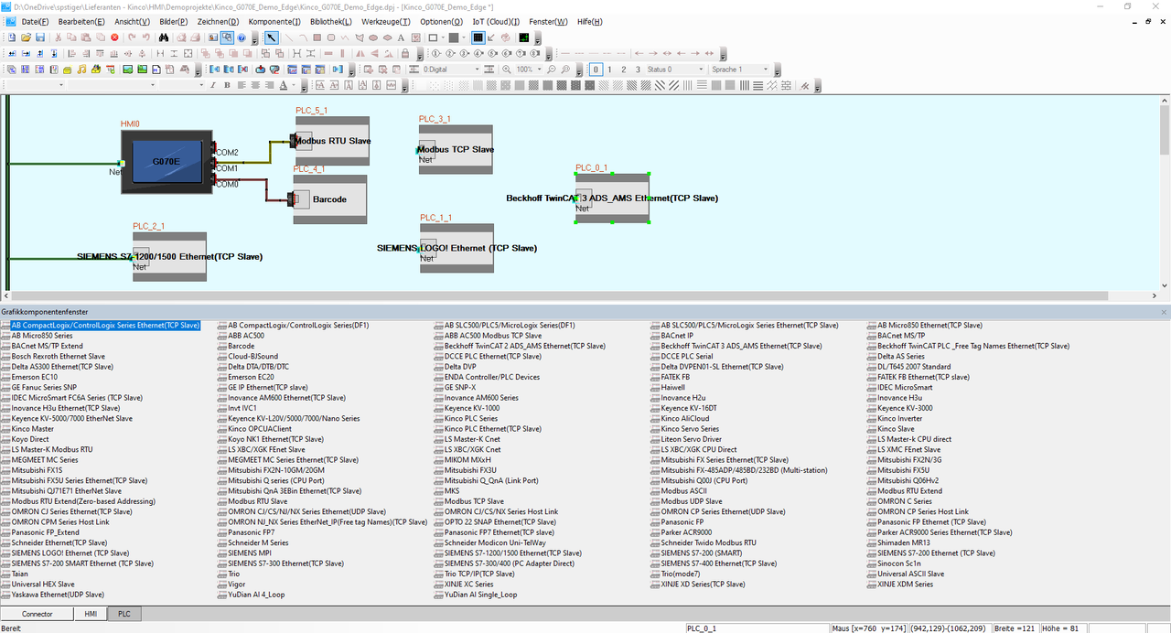 Kinco 7" Widescreen HMI Touch Panel with Integrated PLC IoT Series MK070E-33DT