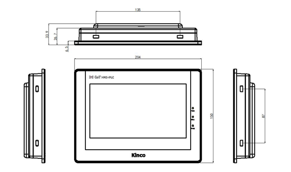 Kinco 7" Widescreen HMI-Touchpanel mit integrierter SPS IoT Series MK070E-33DT