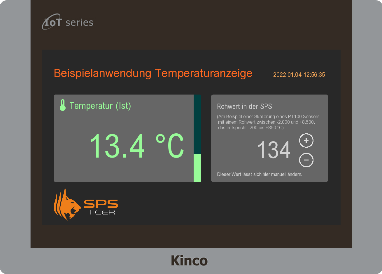 Example program for a simple temperature display for Kinco HMI | TI.SW ...