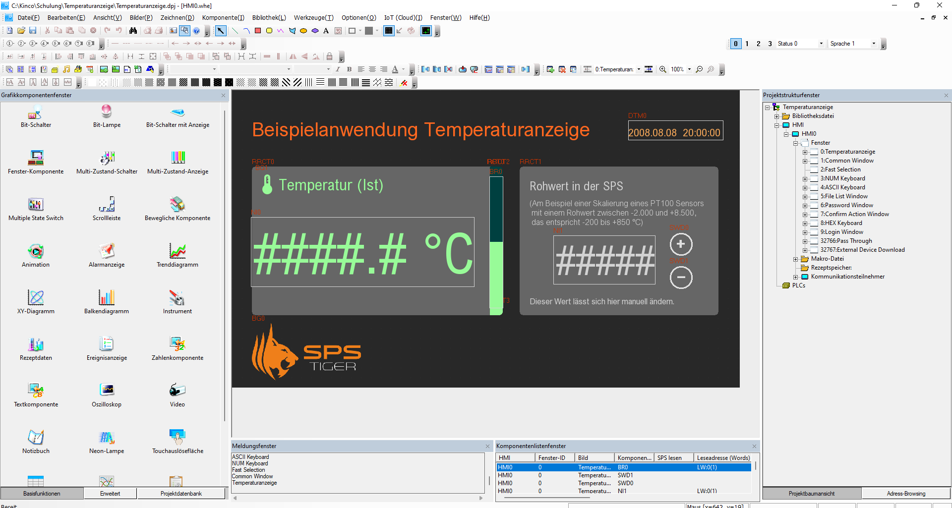 Example program for a simple temperature display for Kinco HMI | TI.SW ...